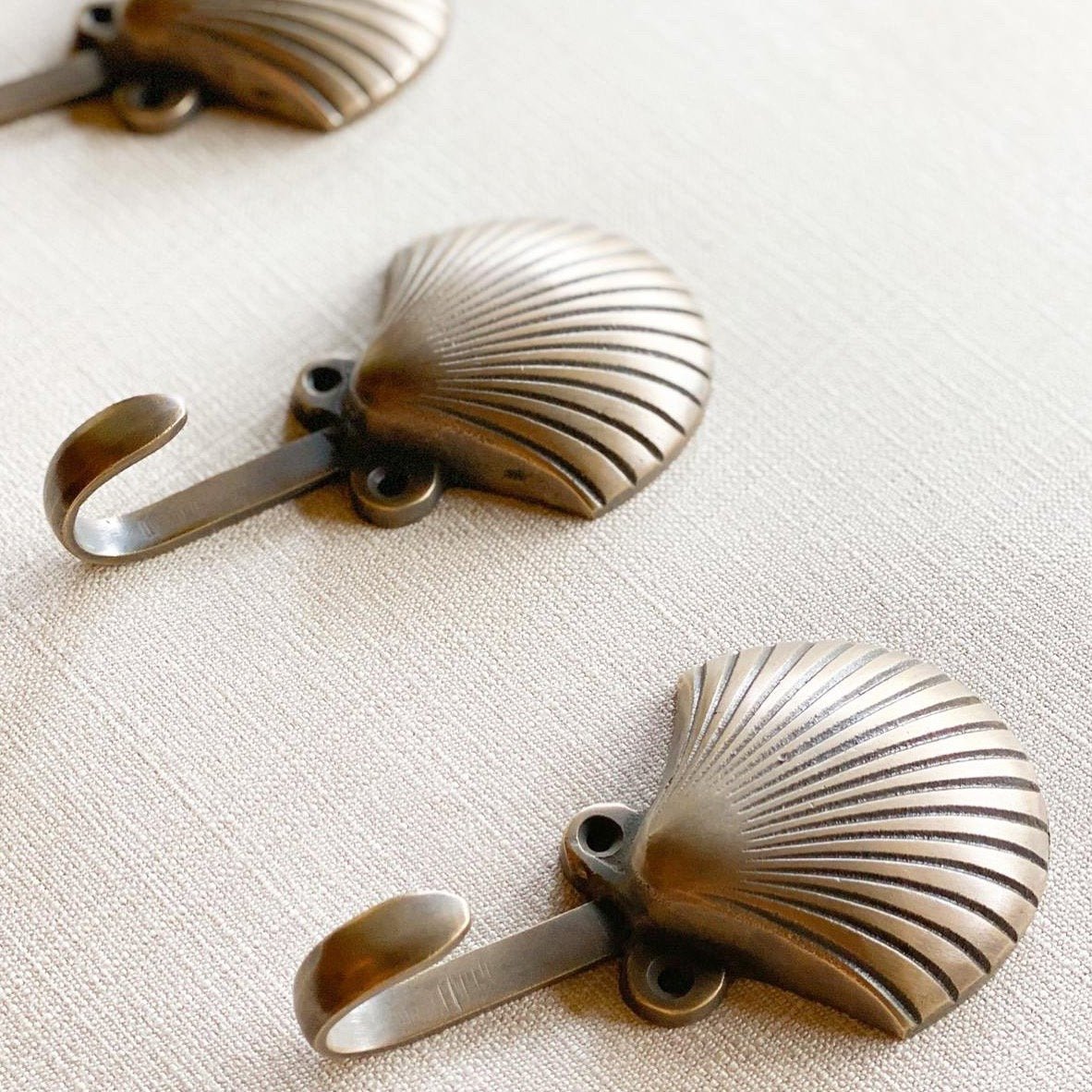 Medium Brass Coastal Shell Hook - Brass